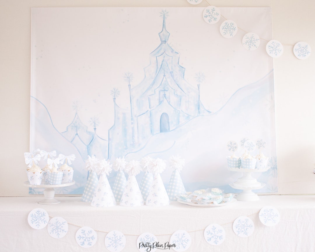 Snow Castle Watercolor Printable Party Backdrop Poster Download 1010 ...