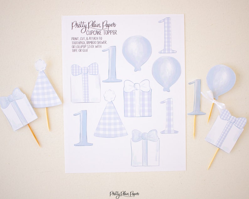 Watercolor Light Blue Cupcake Toppers | Printable | Classic Blue ...
