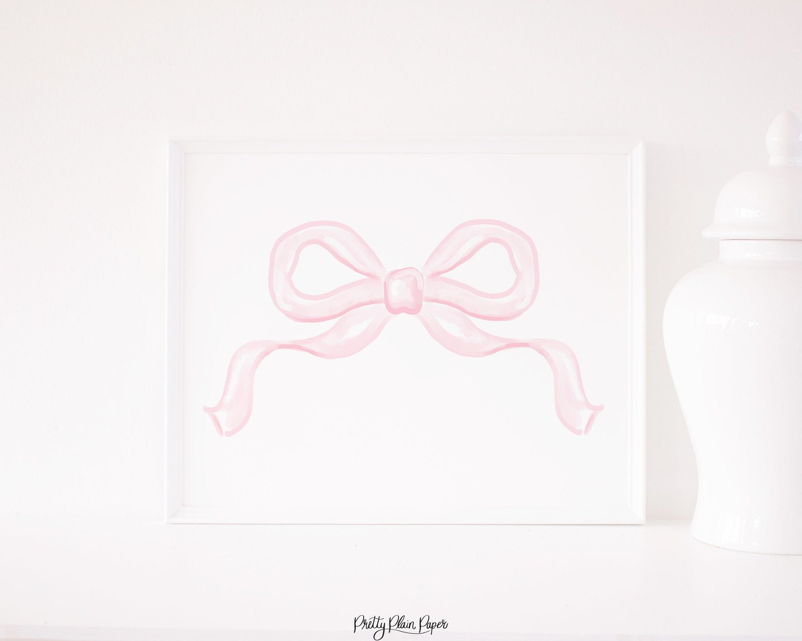 Watercolor Pink Bow Print 8x10 or 16x20 Light Pink Bow - Etsy