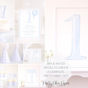 Watercolor Blue ONE Cake Topper & Monogram Blue Crest Cake Topper ...