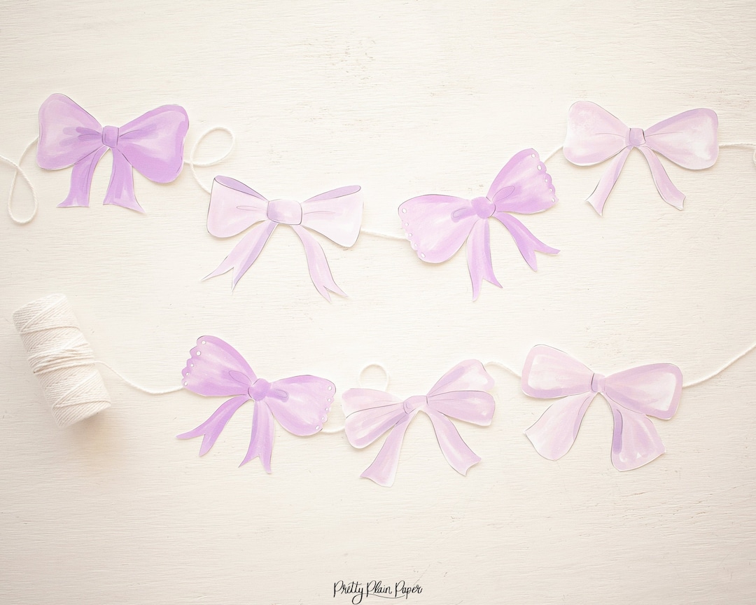 Lavender Bow Banner | Purple Bow Party | Purple Bow Garland ...