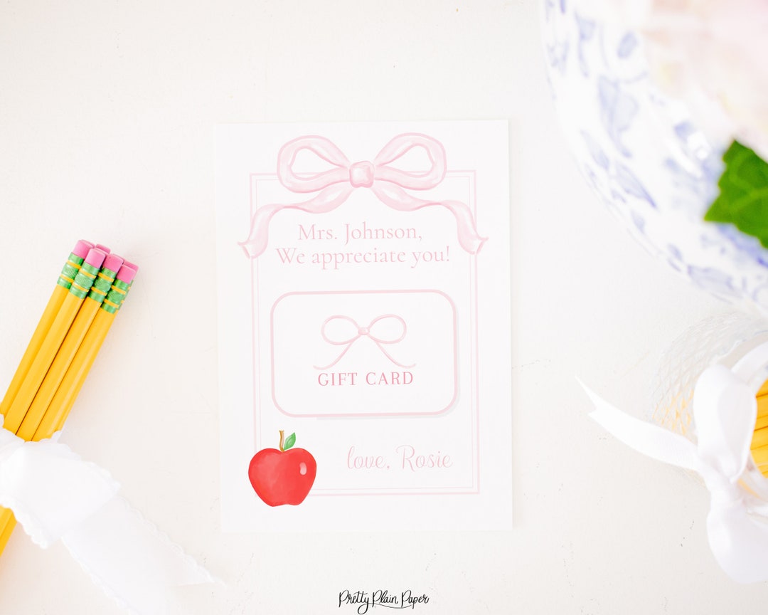 Teacher Appreciation | Gift Card Printable | Printable Download | Gift ...