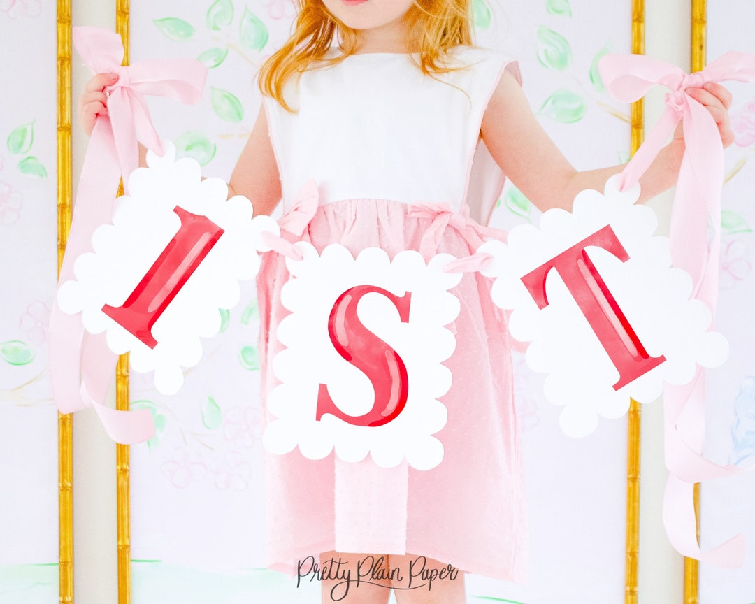 1st Grade | Watercolor FIRST GRADE Red Scallop Banner | PDF Printable ...