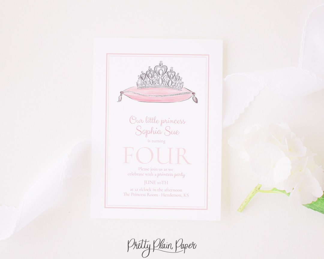 Watercolor Pink Princess Party Invitation | 5x7 Printable | Princess ...