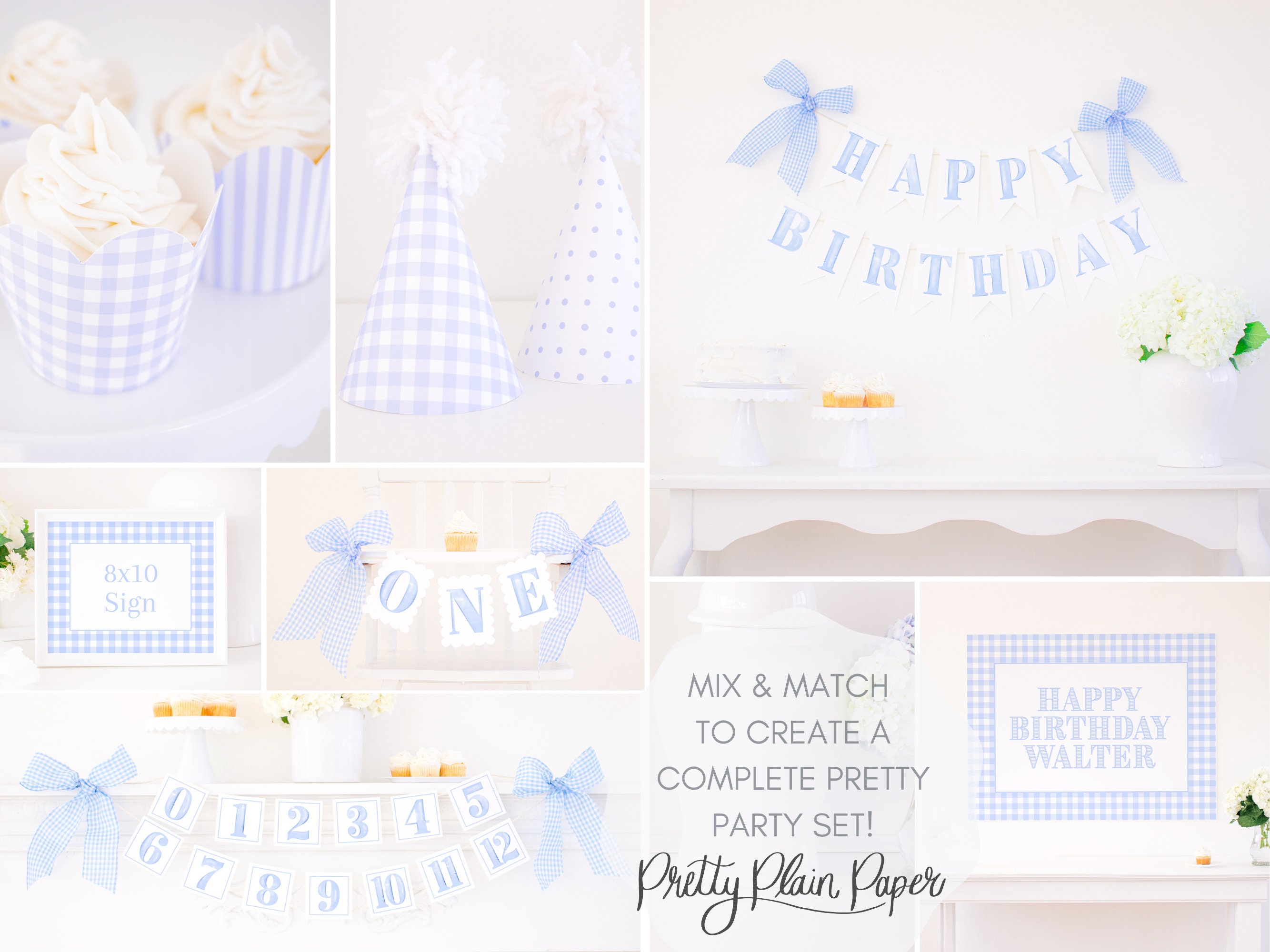 Blue Watercolor Name Banner Printable PDF Includes ALL - Etsy