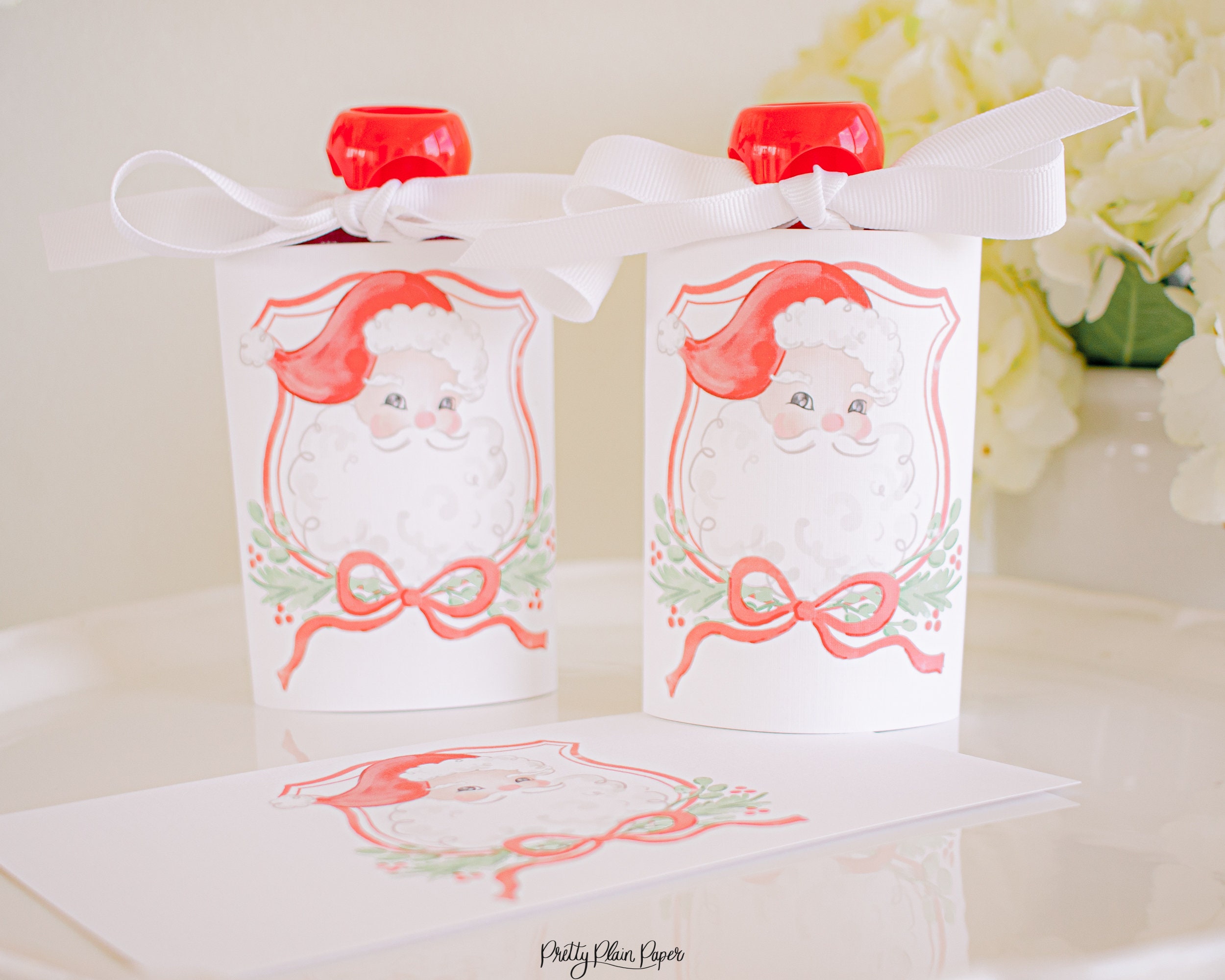 Watercolor Santa Applesauce Pouch Printable Christmas - Etsy