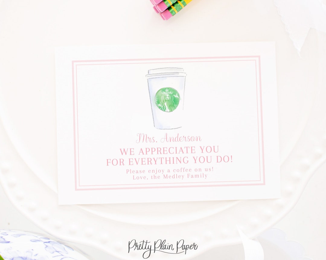 Teacher Appreciation Pink Coffee for the Teacher | 5x7 Printable ...