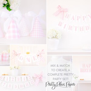 Pink Gingham Backdrop | 36x48 | Pink Gingham Happy Birthday Backdrop ...