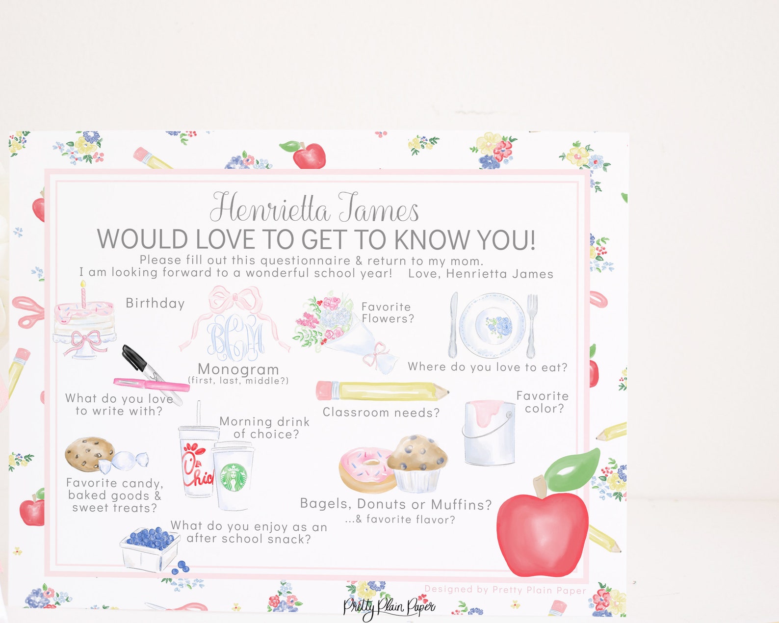 Watercolor Get to Know the Teacher Questionnaire | Printable & Editable ...