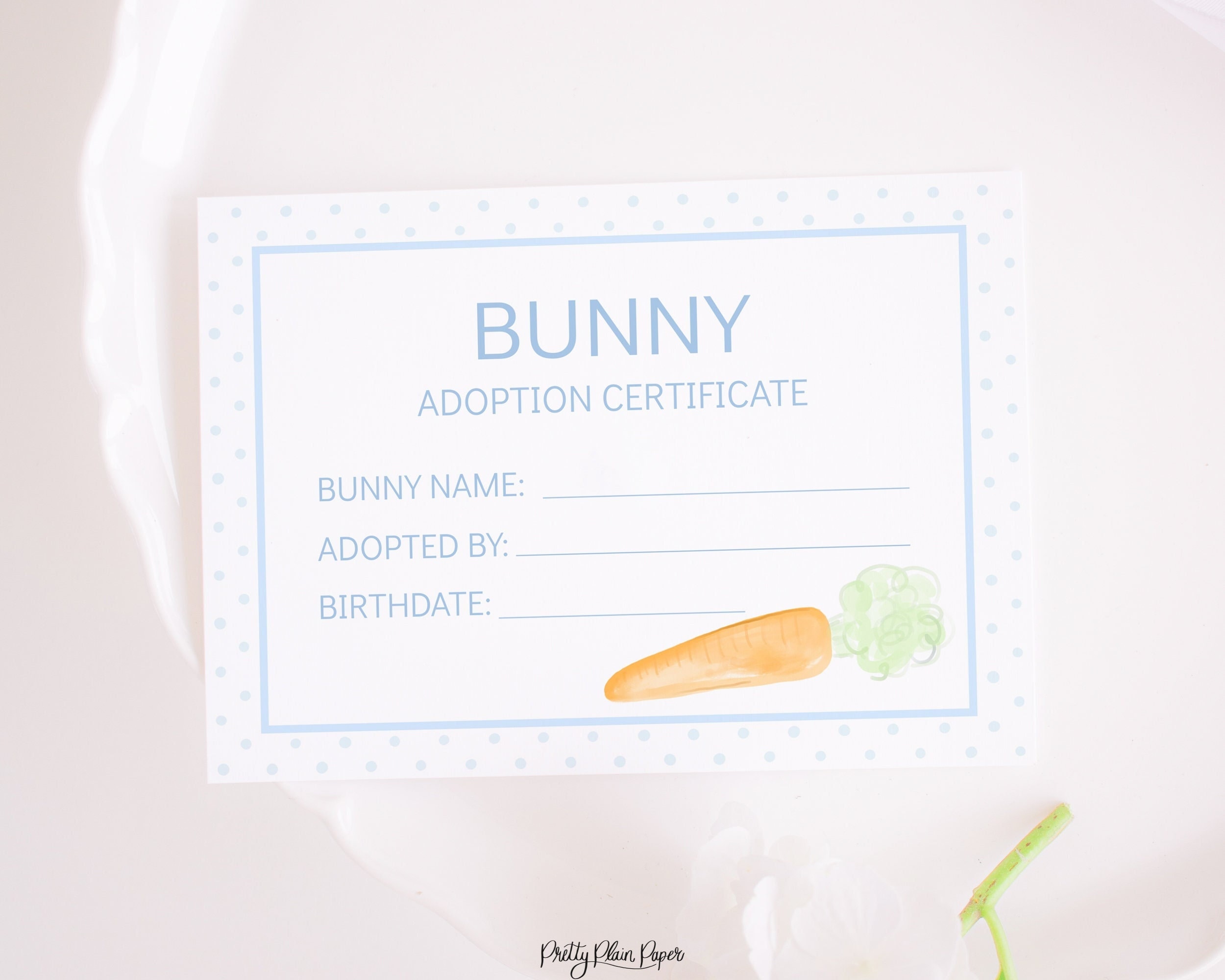 Adopt a Bunny Certificate | Printable Download | Adopt a Bunny ...