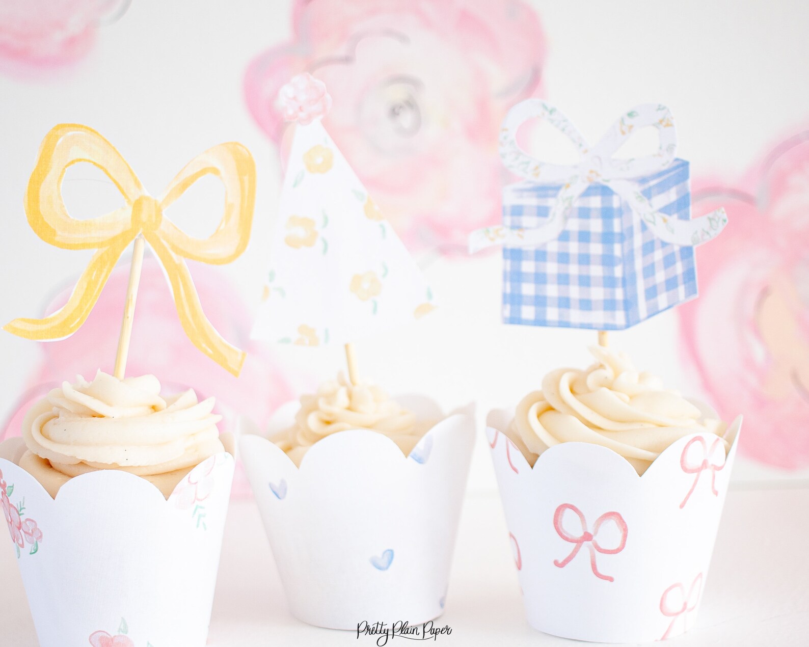 Watercolor Party Hat Cupcake Toppers Printable Download - Etsy