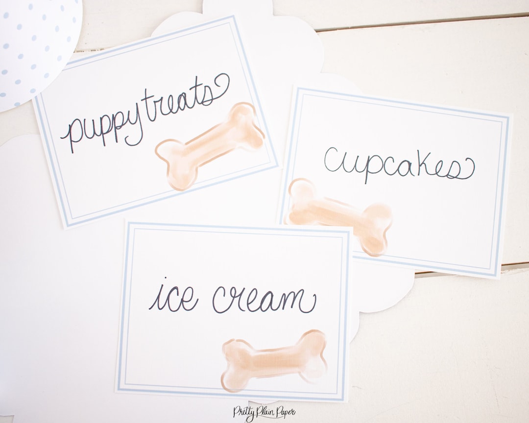 Puppy Printable Food Labels Download 1027 | Blue Puppy Birthday Party ...