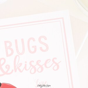 Bugs & Kisses Ladybug Valentine Tag for Valentine's Day | Watercolor ...