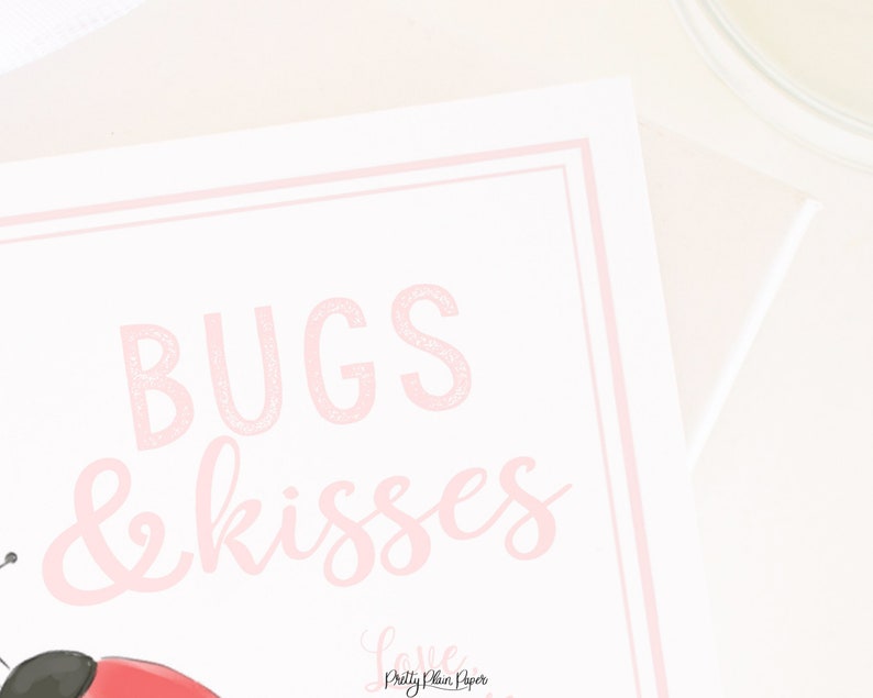 Bugs & Kisses Ladybug Valentine Tag for Valentine's Day | Watercolor ...