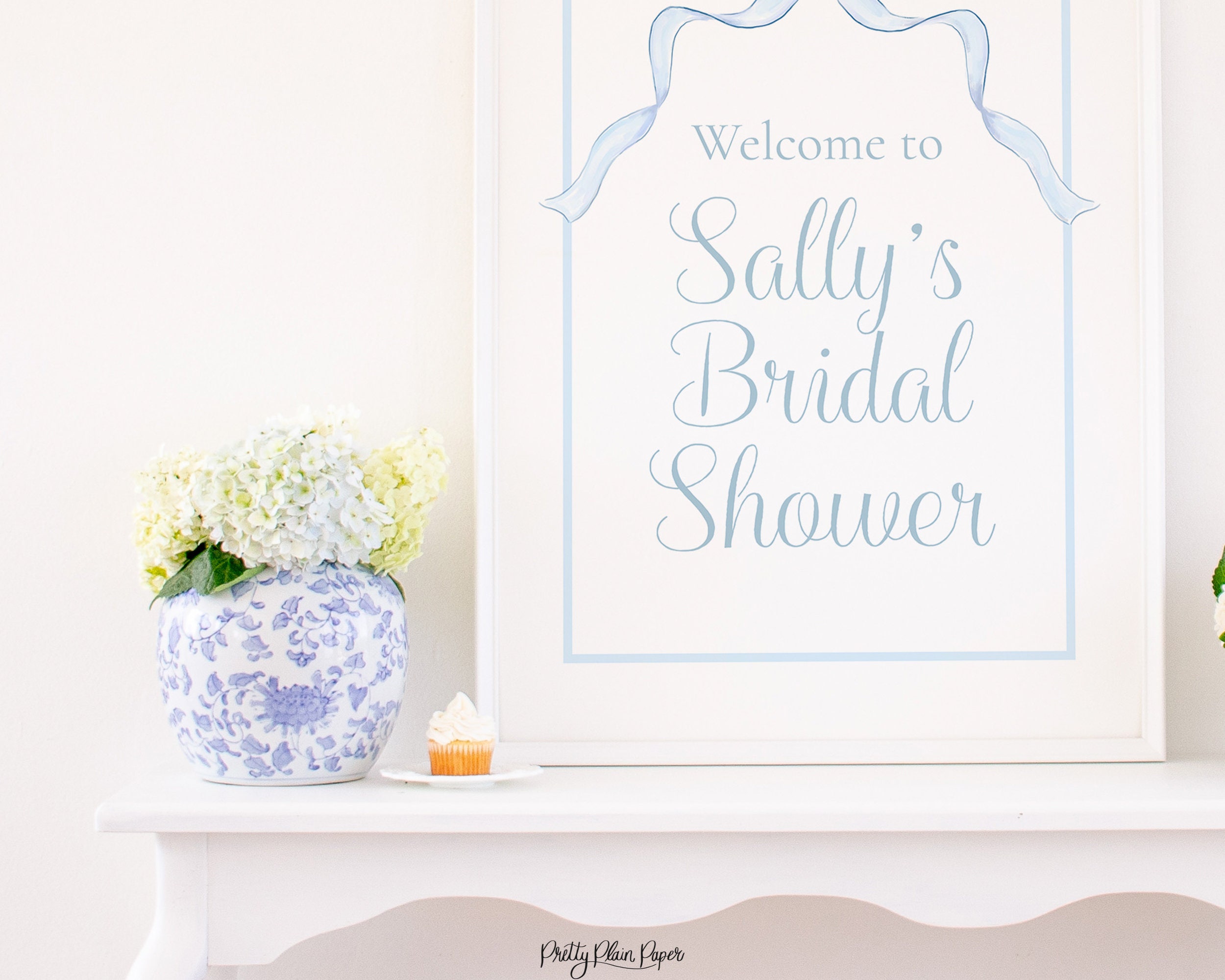 Watercolor Blue Bow Welcome Sign | Editable 24x36 Sign | Blue Bow ...