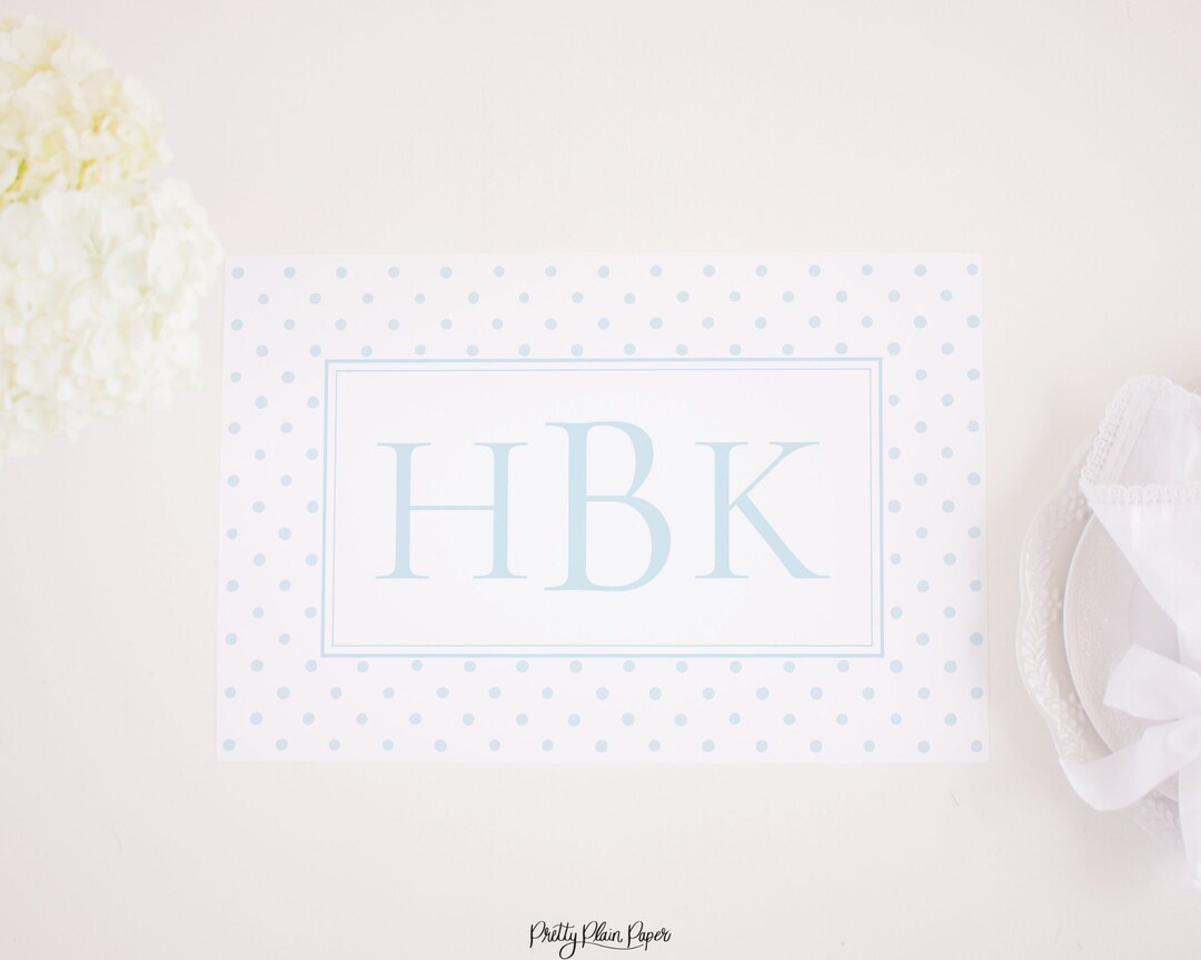 Personalized Monogram Placemat | 12x18 | Printable Download | Light ...