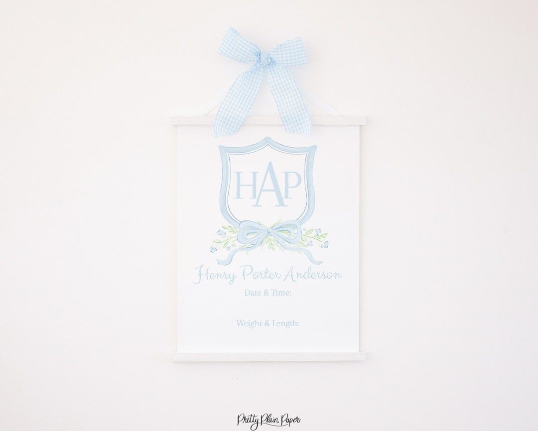 Hospital Door Sign Printable | 16x20 | Watercolor Blue Crest With ...