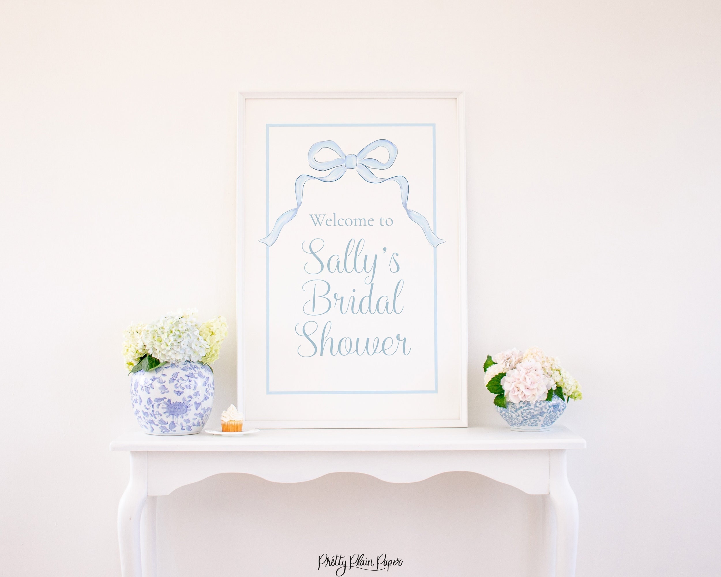 Watercolor Blue Bow Welcome Sign Editable 24x36 Sign Blue - Etsy
