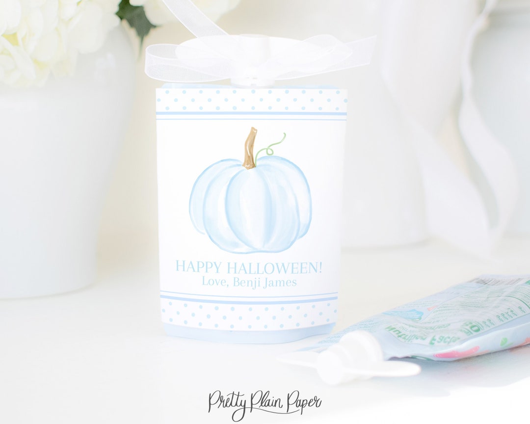 Applesauce Pouch or Yogurt Pouch Printable | Watercolor Blue Pumpkin ...