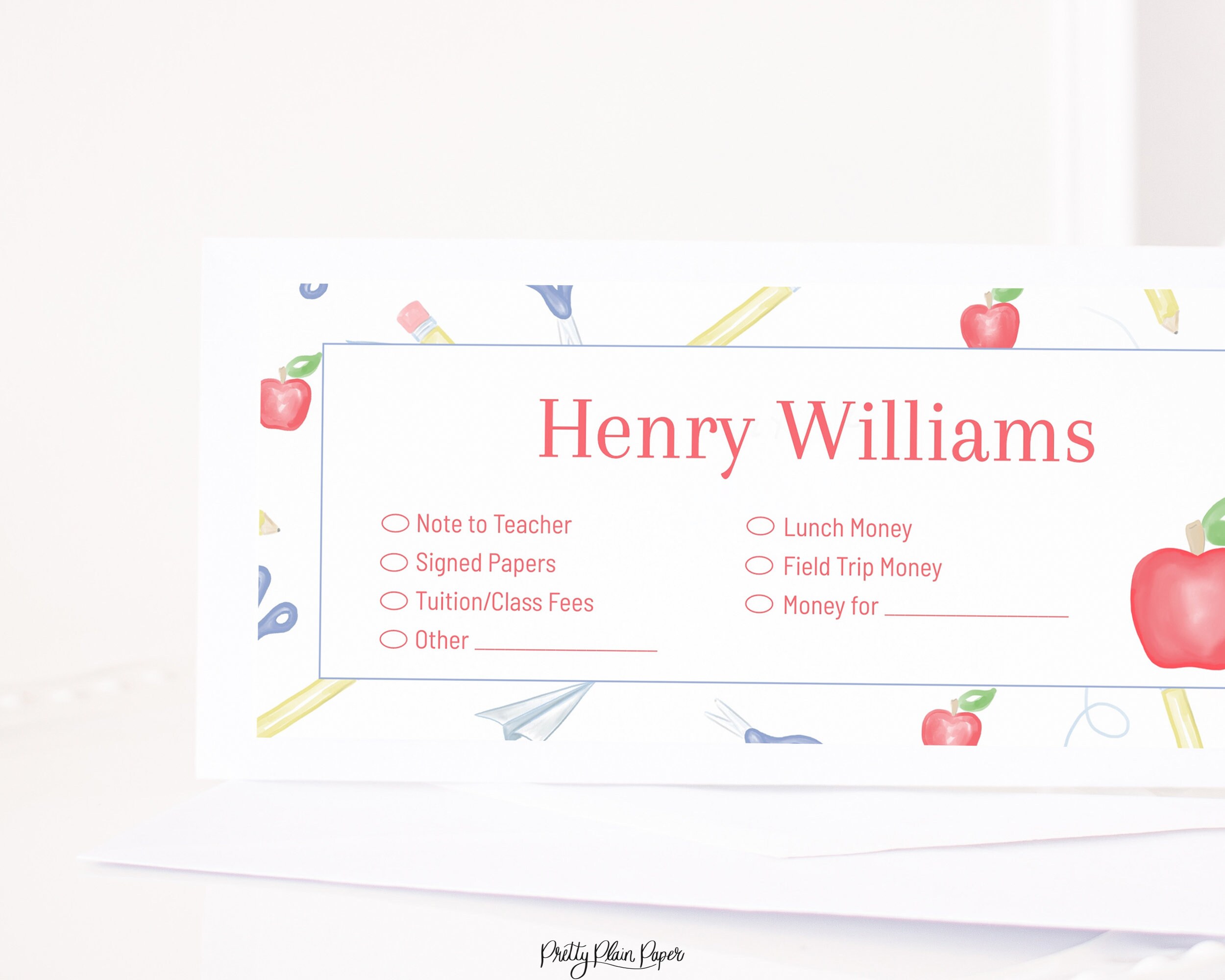 Personalized Envelopes for School Watercolor Back to School - Etsy