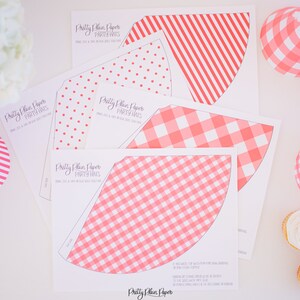 Red Pattern Party Hats | Red Gingham Party Hats | Printable Download ...