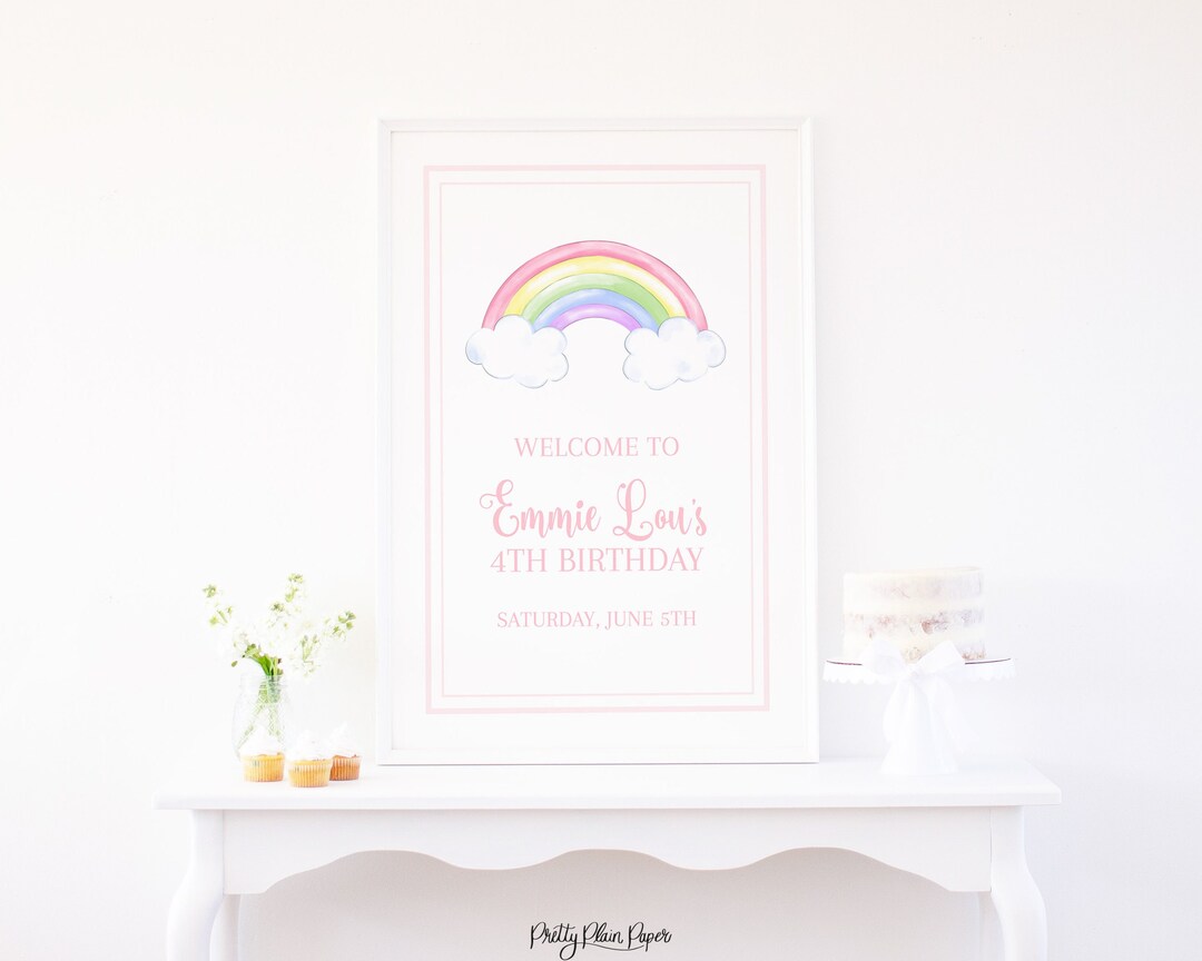 Watercolor Rainbow Party Welcome Sign | 24x36 | Printable Download ...
