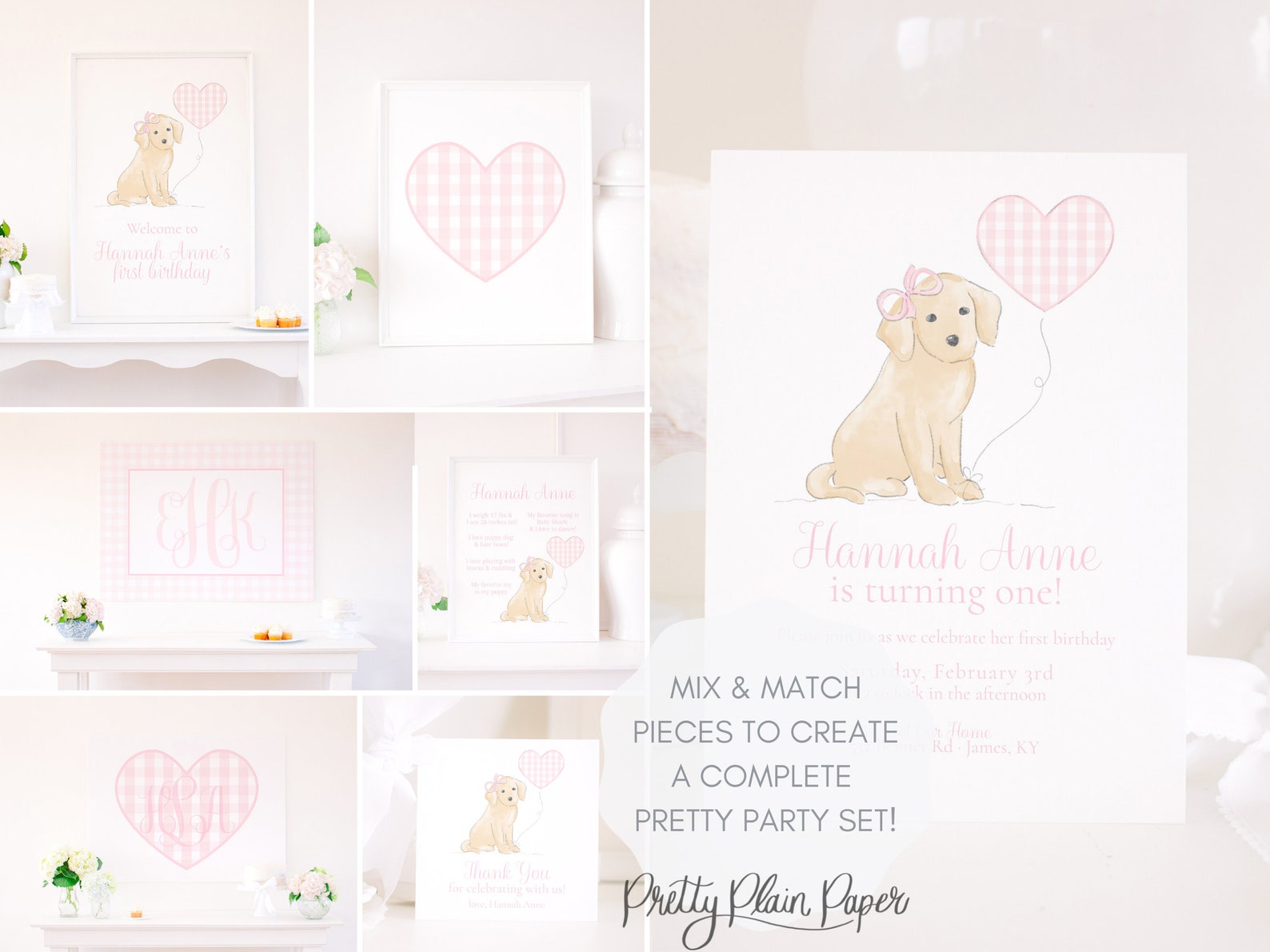 Watercolor Puppy First Birthday Invitation Watercolor Puppy | Etsy