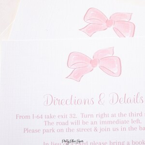 Watercolor Pink Bow Invitation Insert Watercolor Printable - Etsy