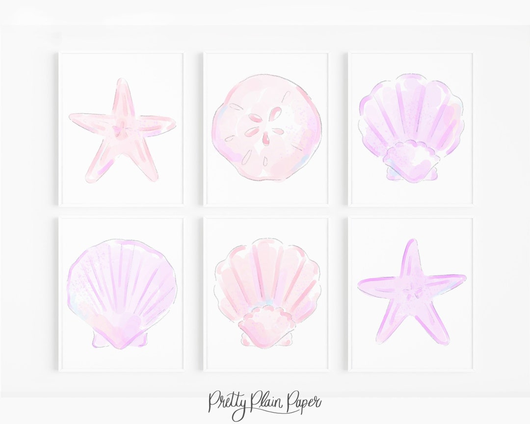 Watercolor Seashell Prints | Set of 6 | 8x10 | Printable Download ...