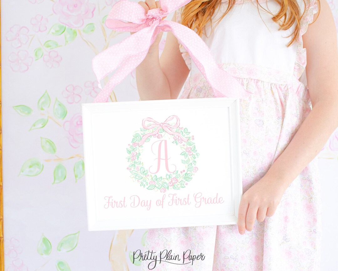 Editable Watercolor Crest First Day of School Sign | 8x10 Printable ...