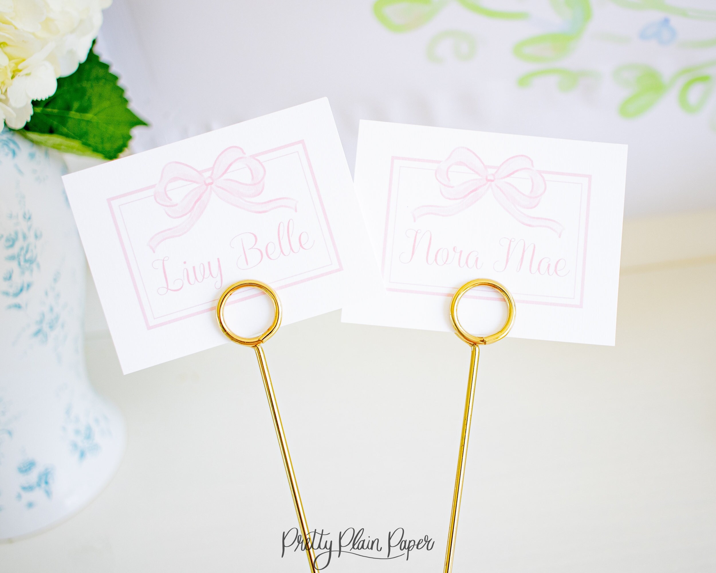 Watercolor Pink Bow Place Card 3''x4'' - Etsy