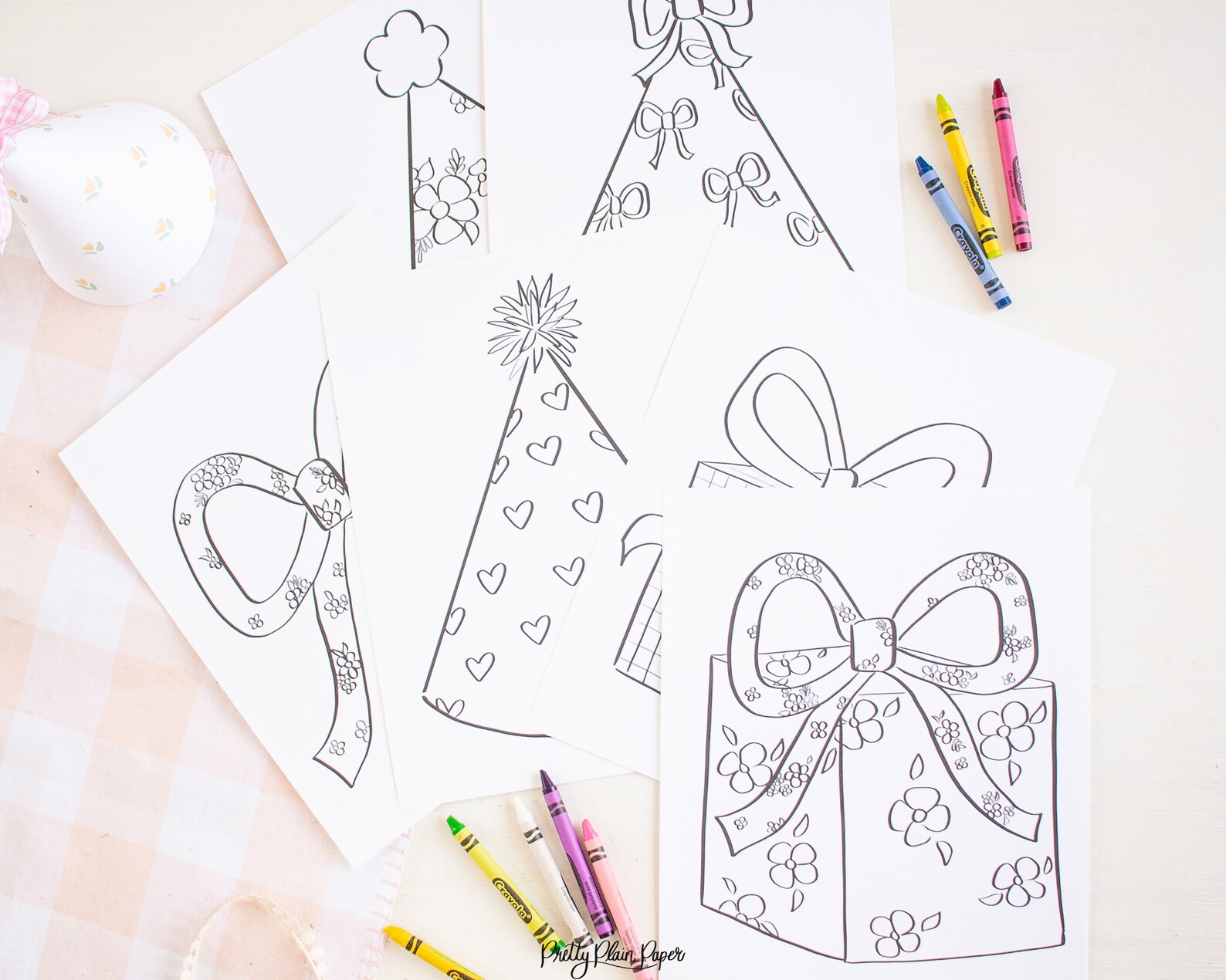 Birthday Party Coloring Pages Printable Download EDIAG Every - Etsy