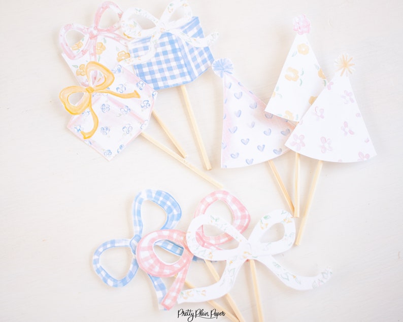 Watercolor Party Hat Cupcake Toppers Printable Download - Etsy