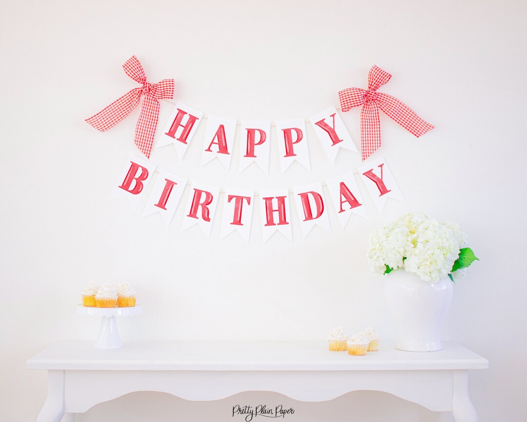 Red Watercolor Happy Birthday Banner | Printable Download | Watercolor ...