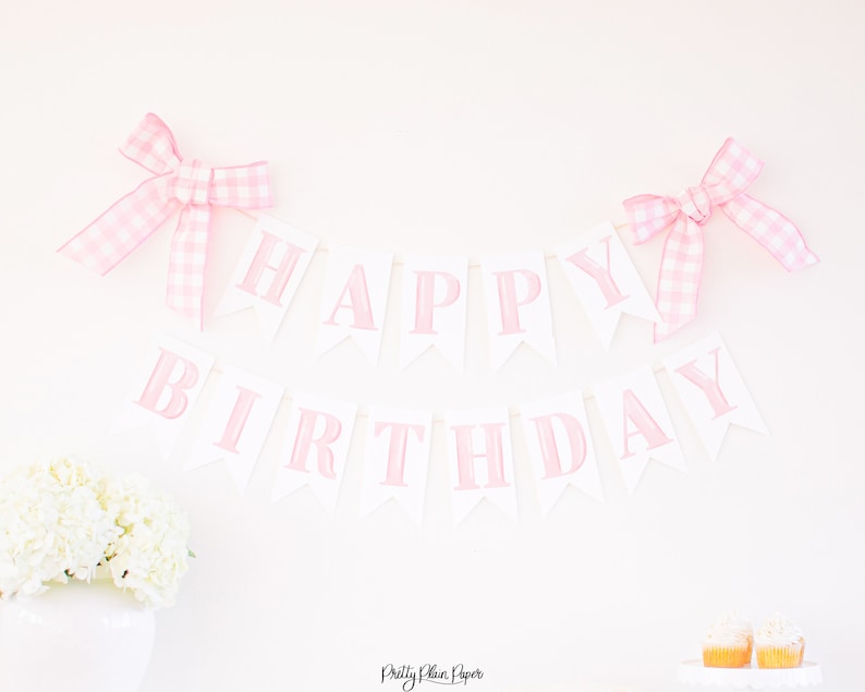 Pink Watercolor Happy Birthday Banner Printable ALL Letter - Etsy
