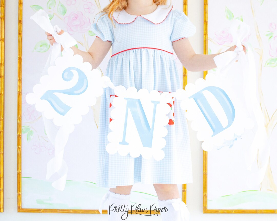 2nd Grade Banner | Watercolor Light Blue Scallop Edge Banner | PDF ...