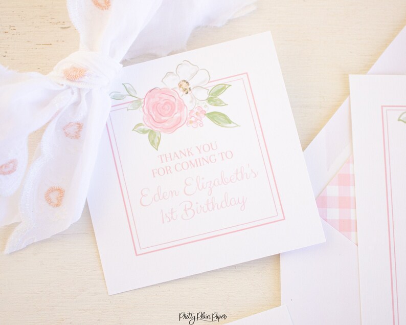 Pink Floral Favor Tag Pink Floral Party Favors Watercolor - Etsy