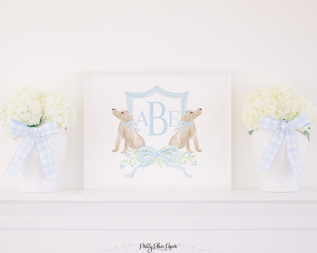 Watercolor Puppy Dog Crest | 8x10 or 16x20 | Printable Download ...