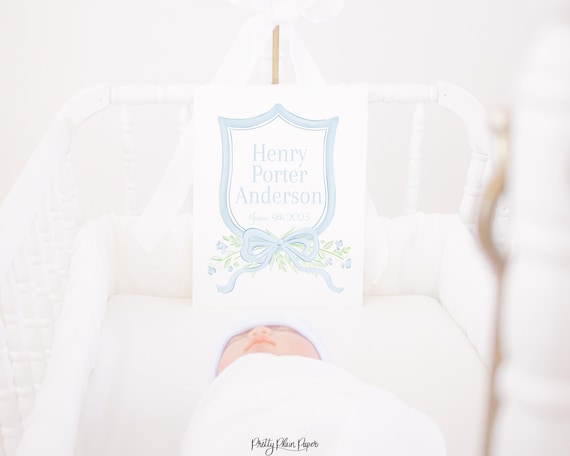 Hospital Baby Name Sign Printable 8x10 Watercolor Blue - Etsy