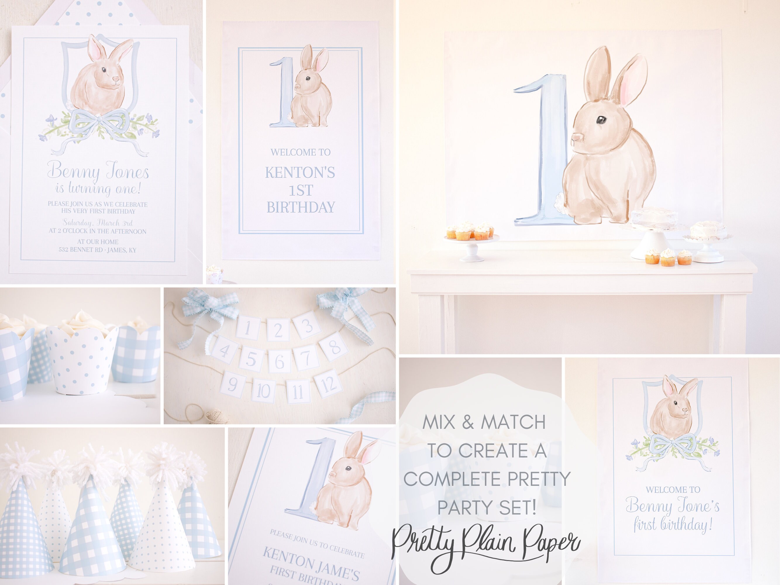 Blue Bunny Printable Backdrop Poster Download 1023 Bunny - Etsy