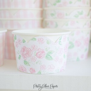4 Oz Paper Cup Wrappers | Pink Floral & Pink Gingham | Printable ...