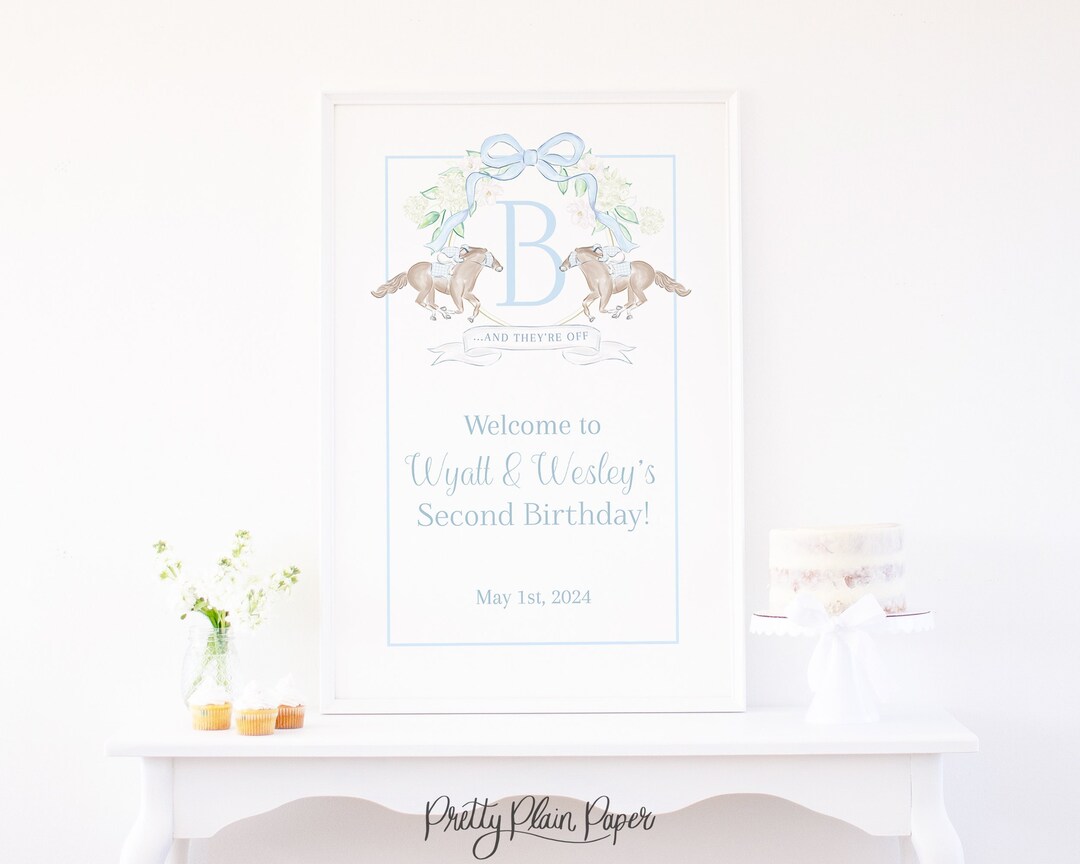 Watercolor Derby Horse Racing Crest Welcome Sign | 24x36 Printable ...