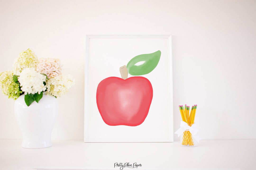 Watercolor Apple Print | Printable | Red Apple Print Download, 16''x20 ...