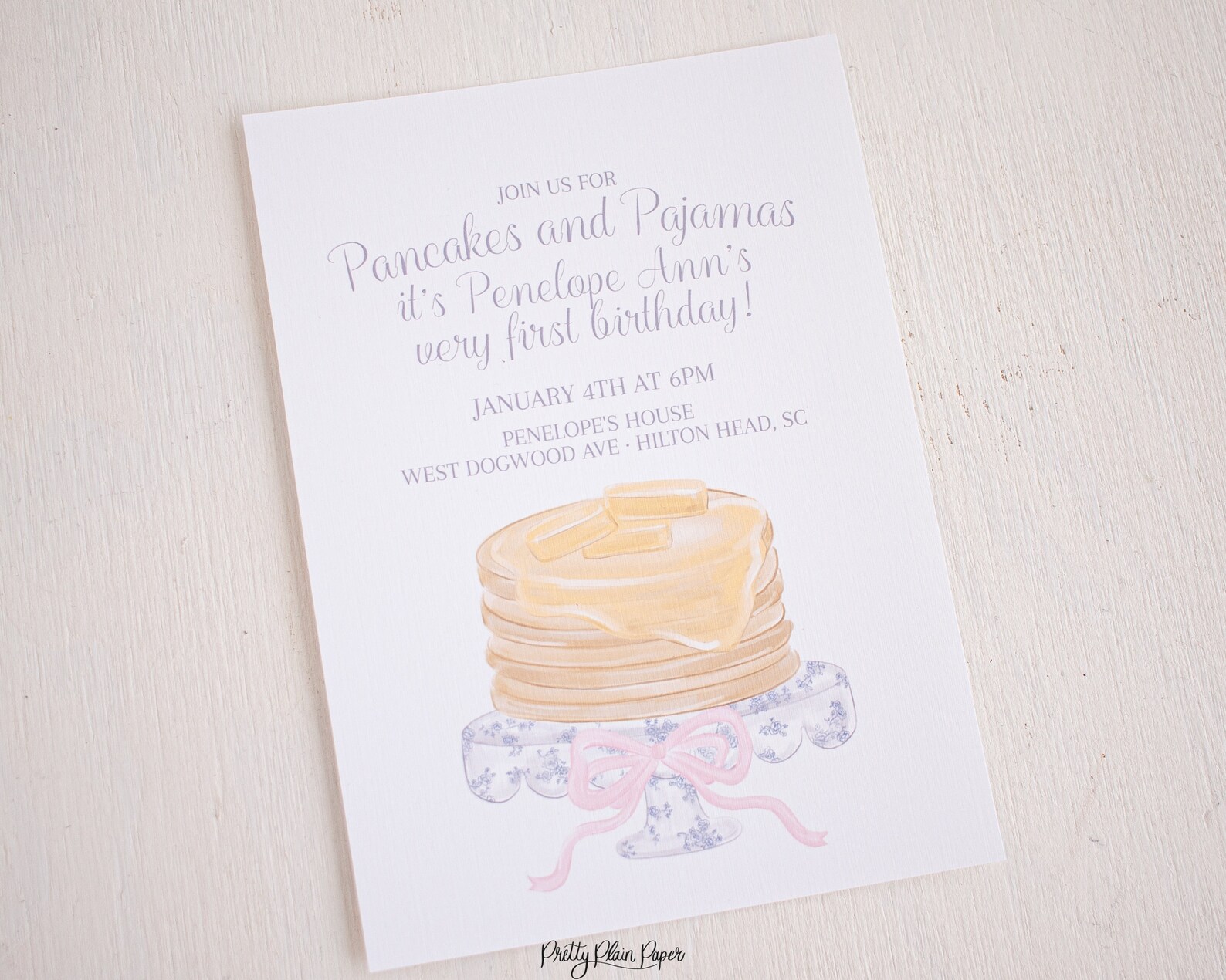 Pancakes and Pajamas Birthday Party Invitation Pancakes and - Etsy