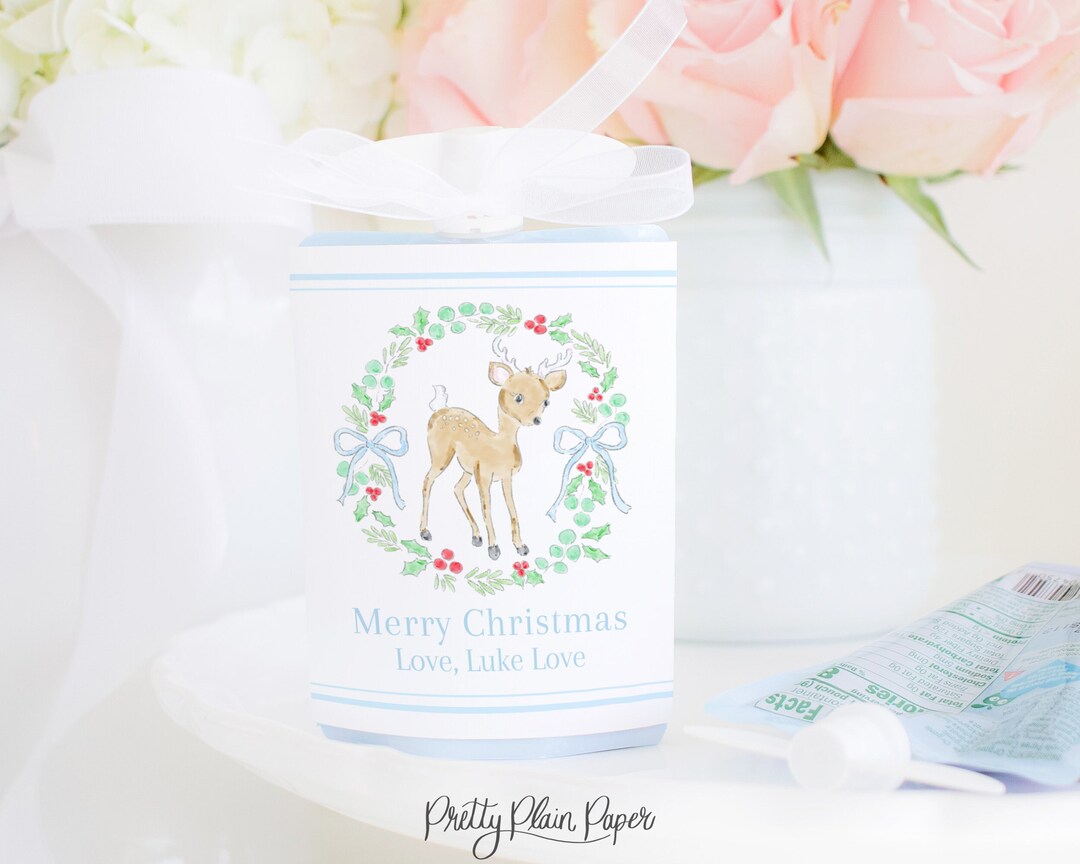 Applesauce Pouch or Yogurt Pouch Printable | Watercolor Blue Reindeer ...