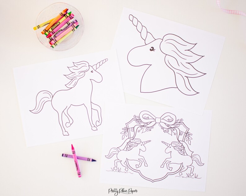 Rainbows & Unicorn Birthday Coloring Pages Printable Unicorn | Etsy