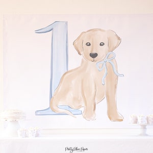 Puppy Dog First Birthday Birthday Backdrop Poster Printable | Etsy