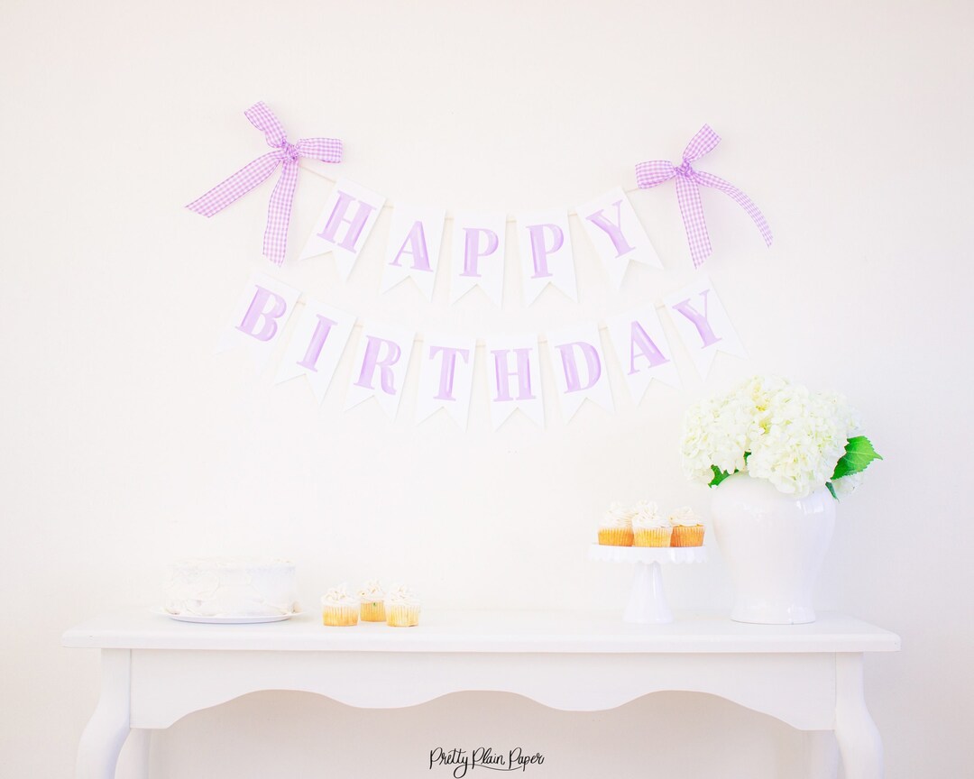 Purple Watercolor Happy Birthday Banner | Printable Download ...