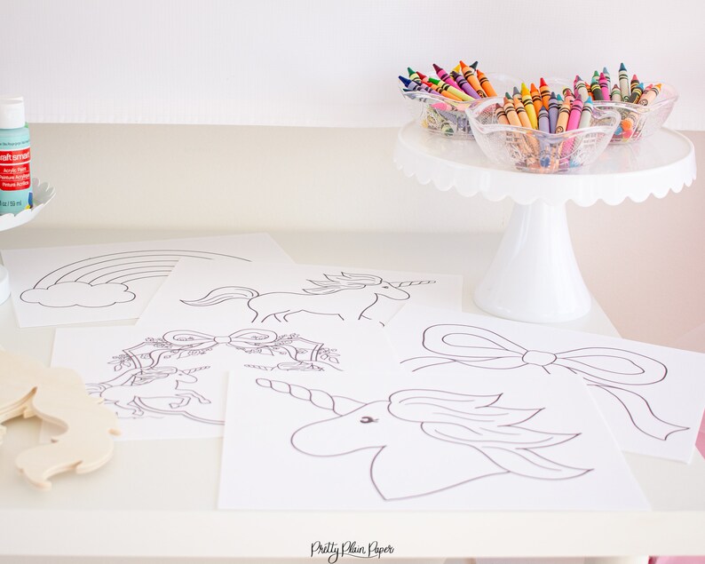 Rainbows & Unicorn Birthday Coloring Pages Printable Unicorn | Etsy
