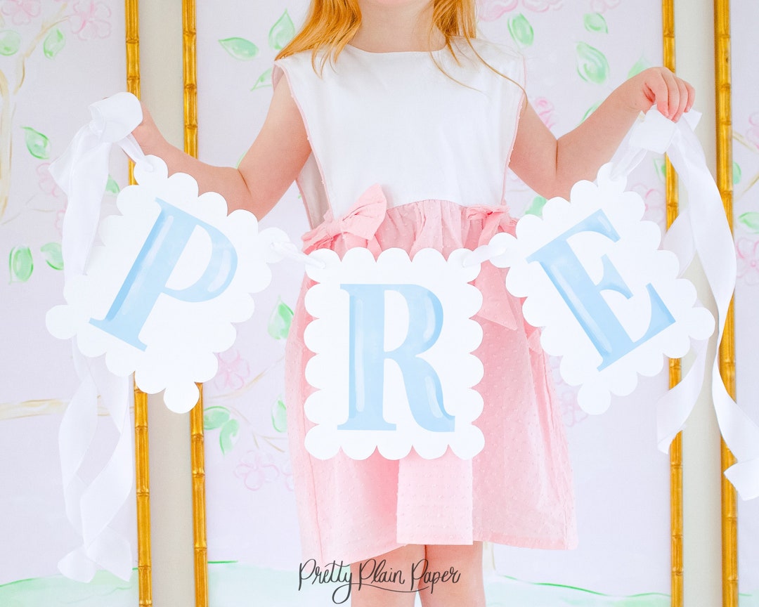 Preschool Banner | Watercolor Light Blue Scallop Edge Banner | PDF ...